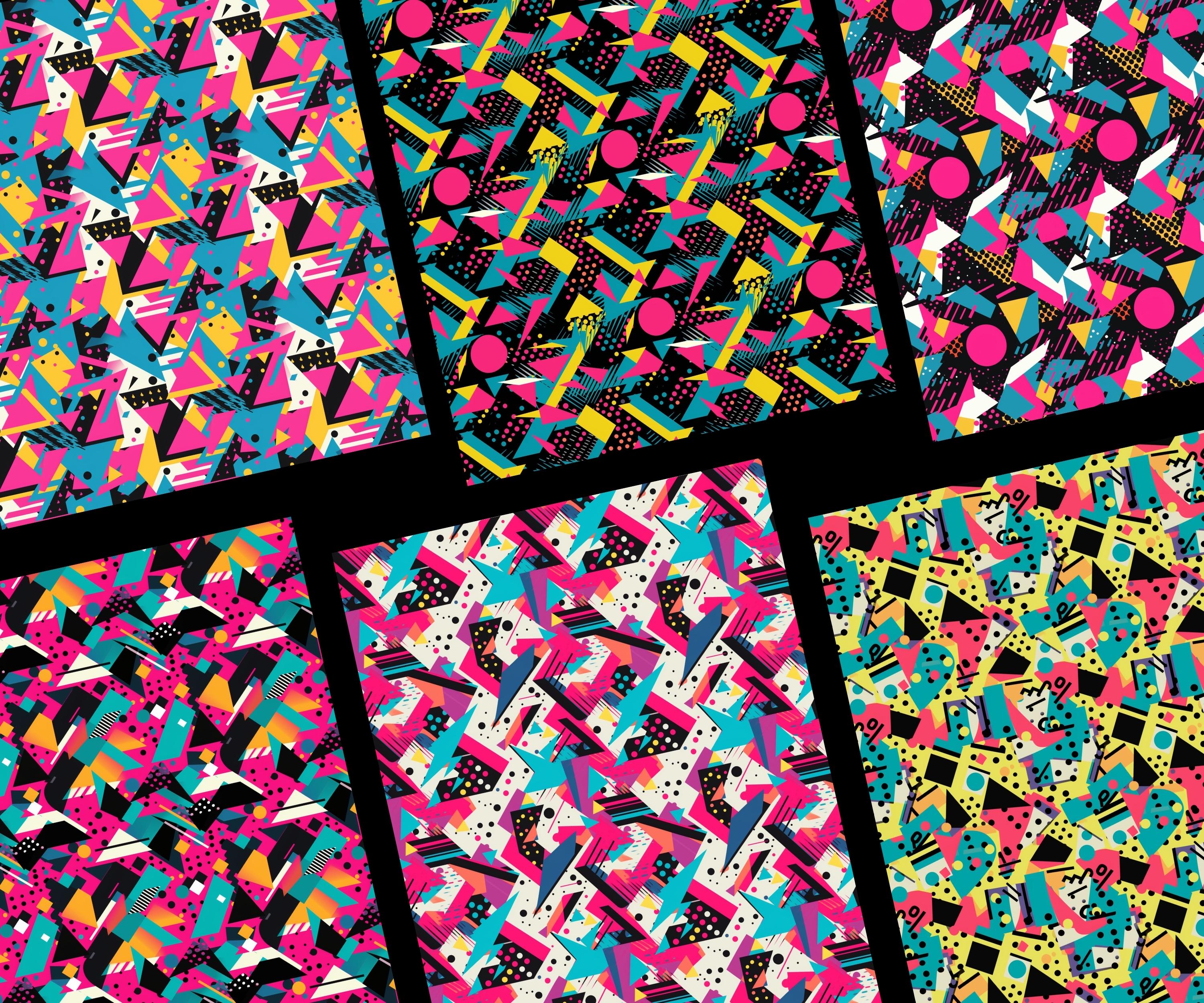 Retro 80's Patterns, 15 Seamless Digital Papers of Colourful 80's ...