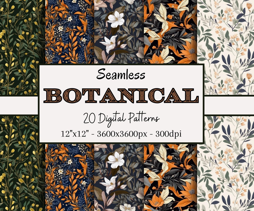 Botanical Patterns 20 Seamless Digital Papers of Floral - Etsy