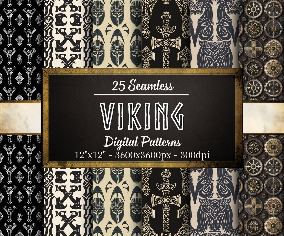 Viking Seamless Patterns, 25 Viking and Norse Digital Papers, Viking ...