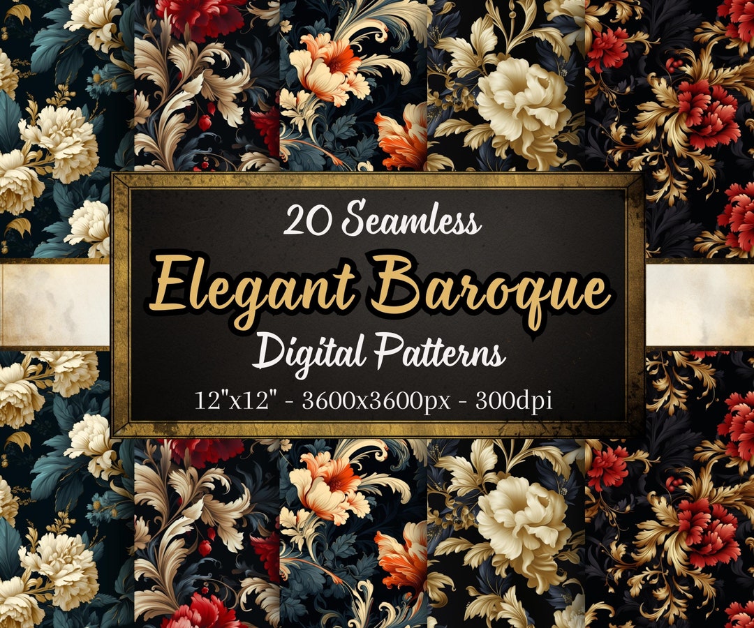 Baroque Patterns, 20 Seamless Digital Papers of Baroque Floral Patterns ...