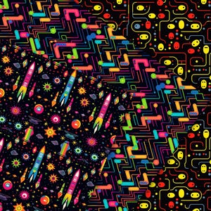 Retro Arcade Patterns, 20 Seamless Digital Papers, Classic Arcade ...