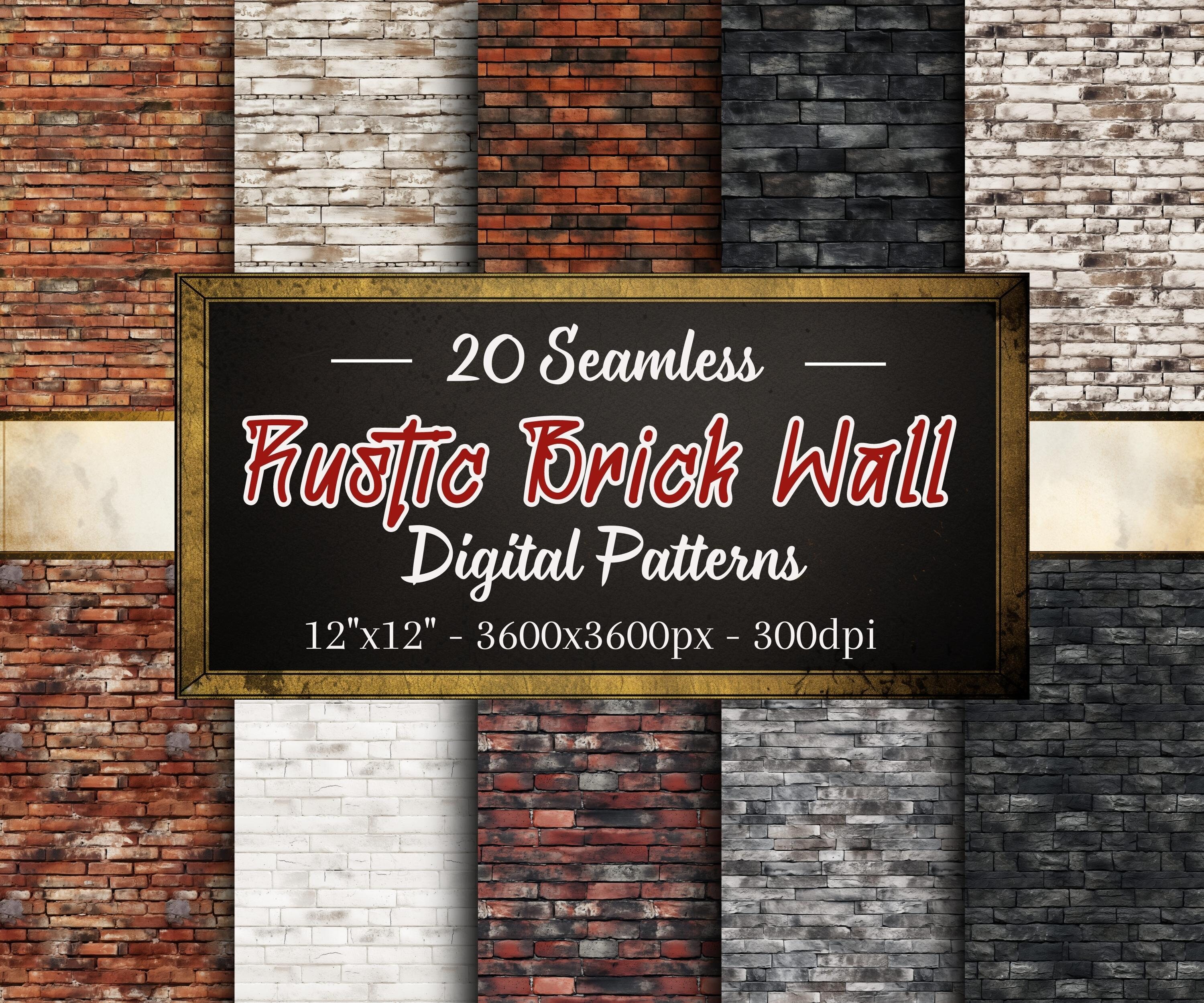 Rustic Brick Patterns, 20 Seamless Digital Papers of Brick Patterns ...