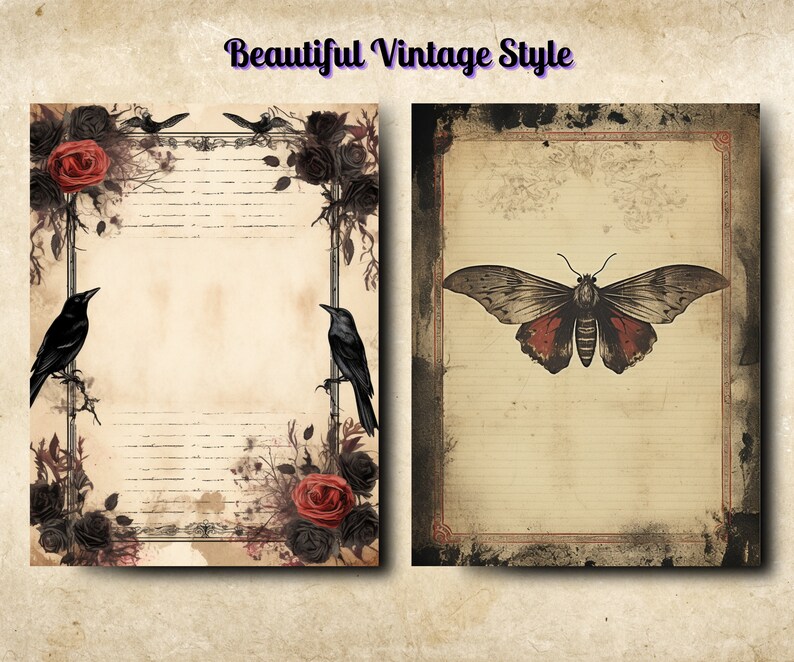 Gothic Junk Journal Pages, Vintage Gothic Scrapbooking Ephemera, 40 ...