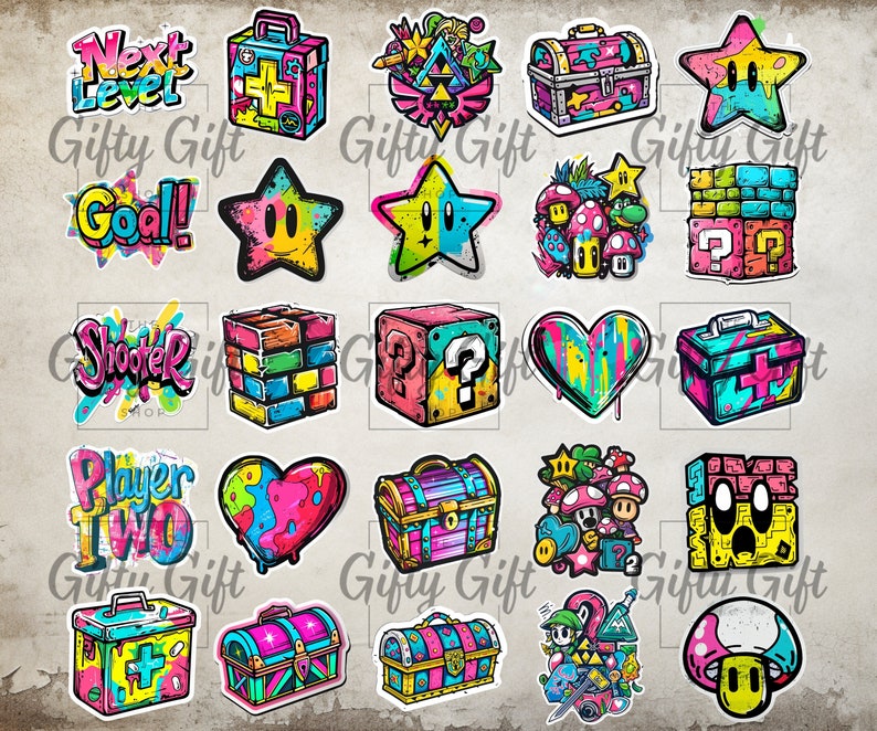 Gamer Sticker Pack, 50 Graffiti Themed Digital Stickers, Transparent ...