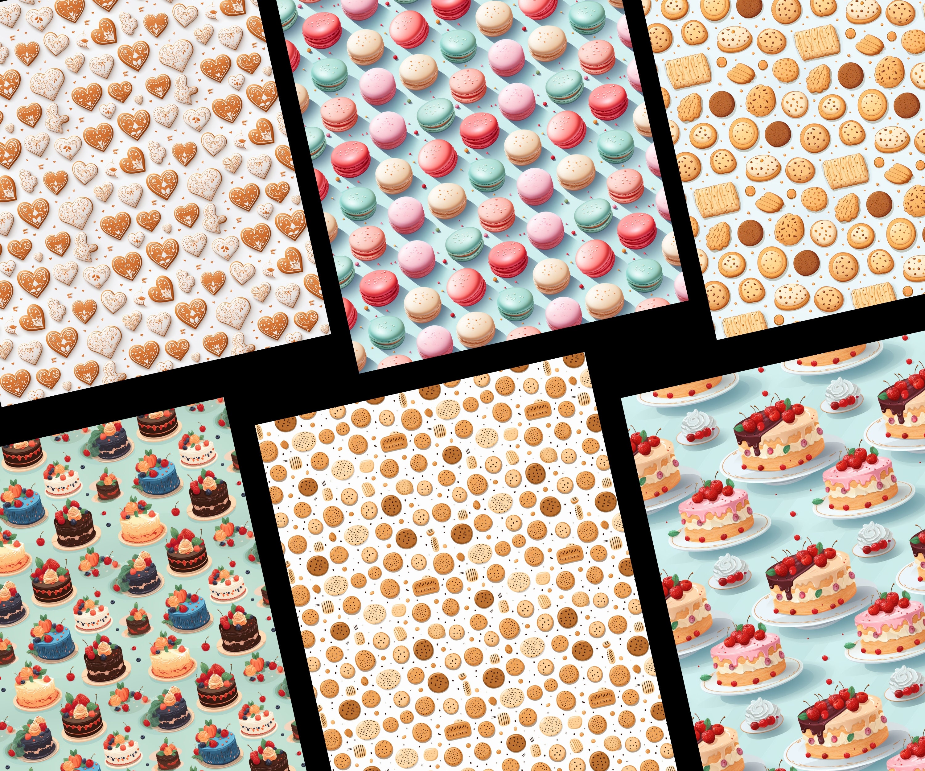 Bakery Patterns, 25 Pastry and Baking Seamless Digital Papers, Instant ...