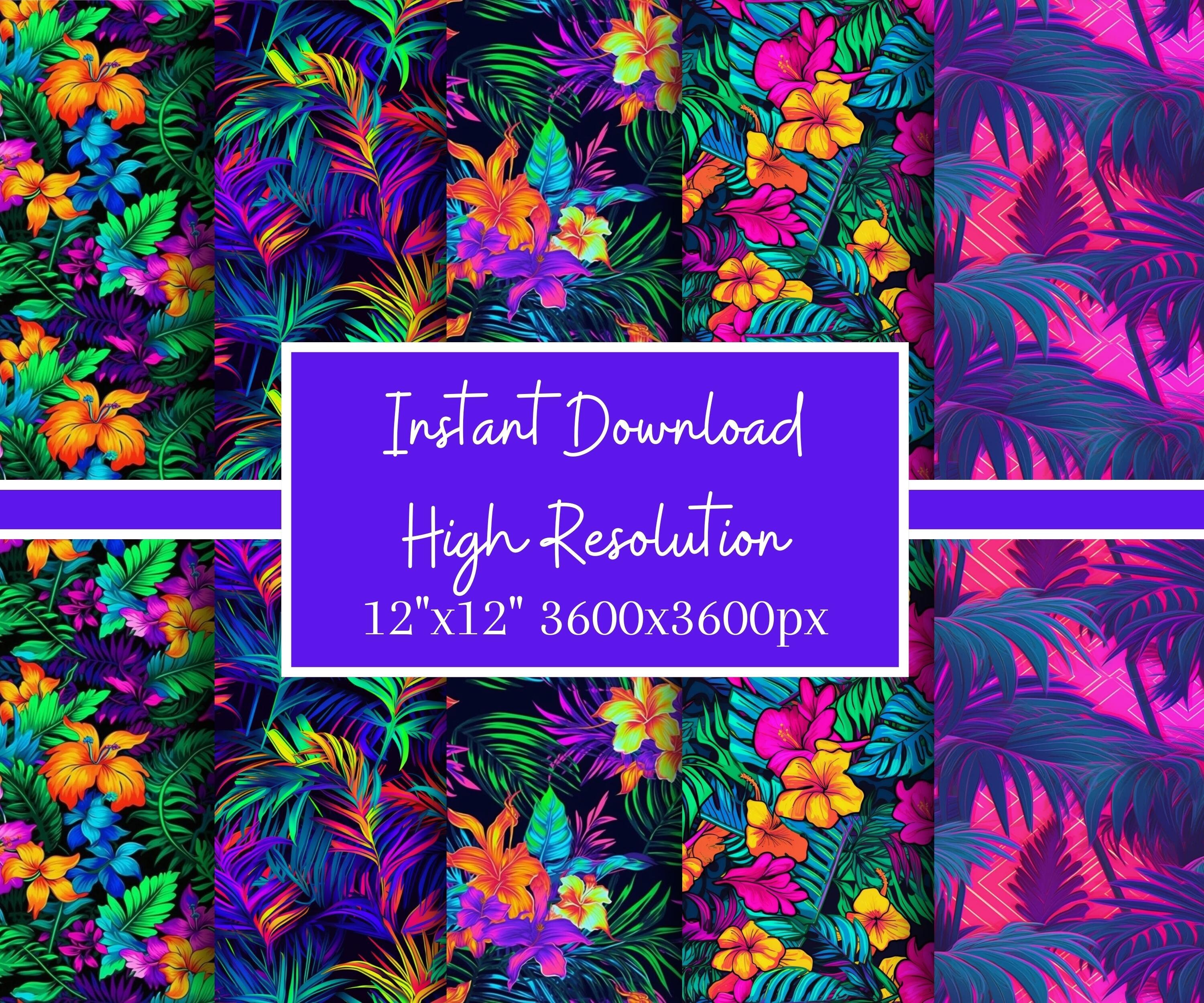 Hawaiian Shirt Seamless Patterns, 20 Digital Papers of Vibrant Tropical ...