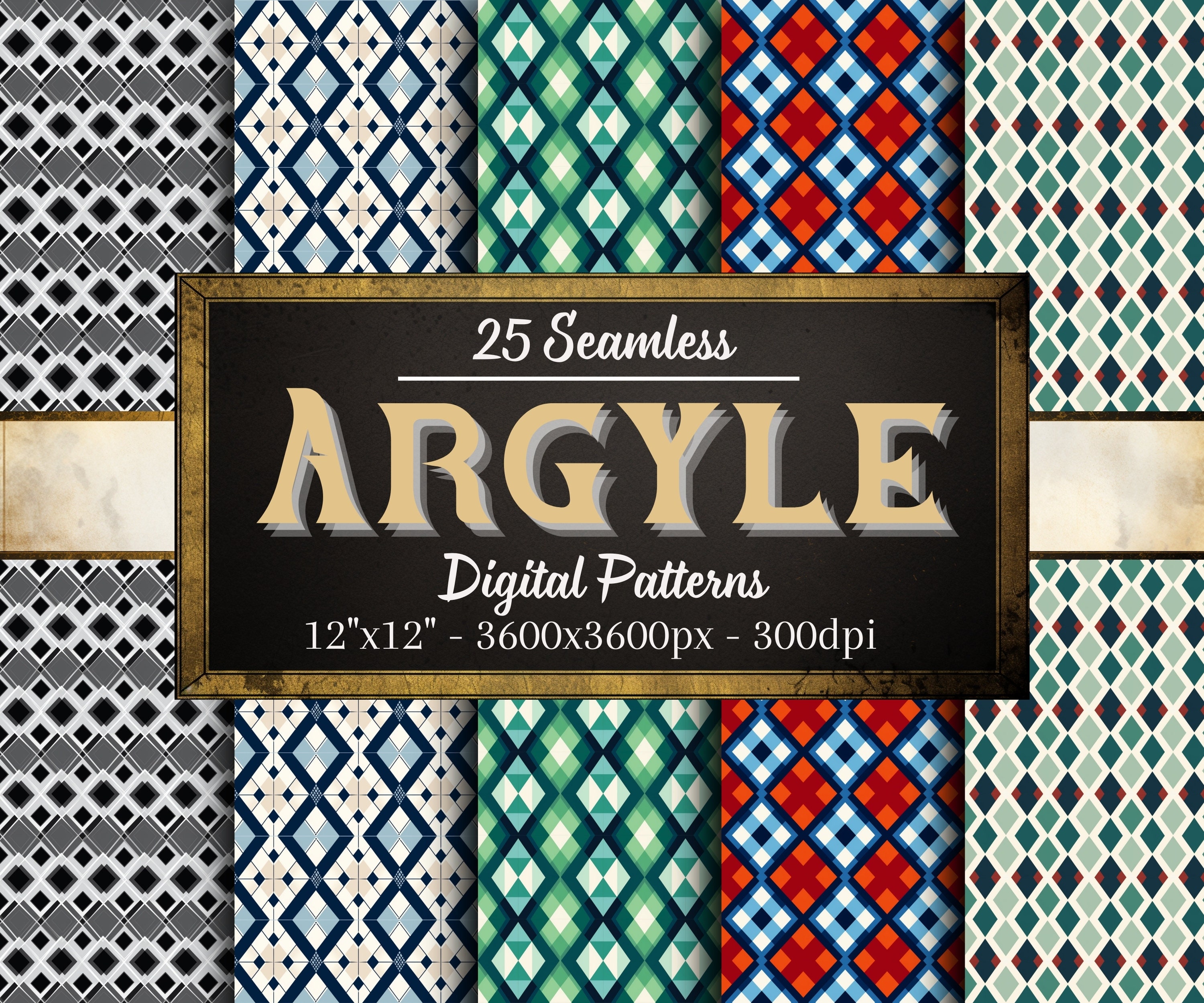 Argyle Patterns, 25 Seamless Digital Papers, Argyle Patterns for ...