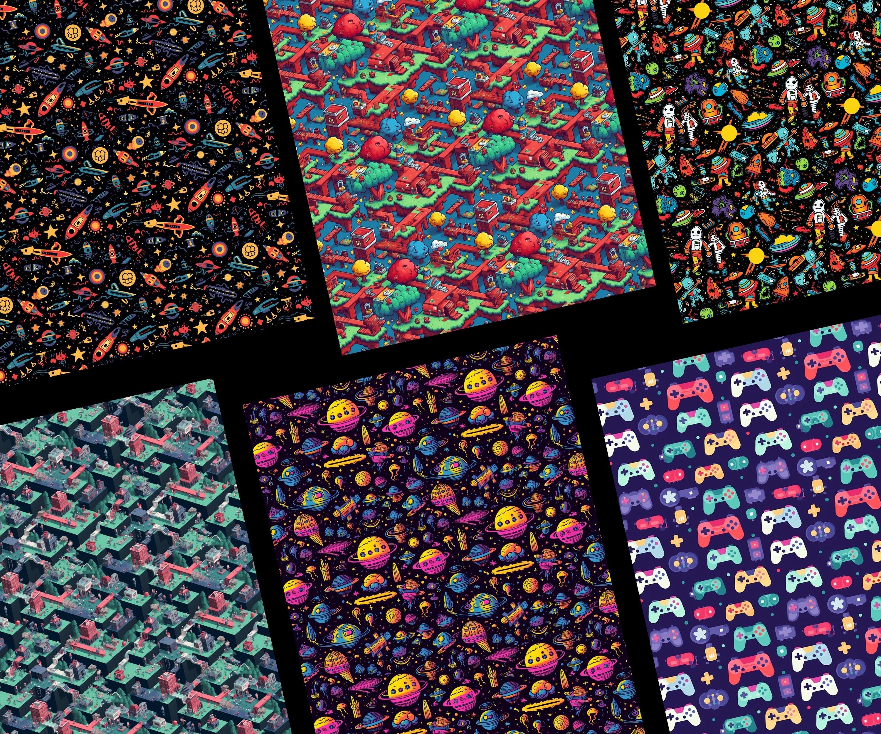 Game Room Patterns, 20 Videogame Themed Seamless Digital Papers ...