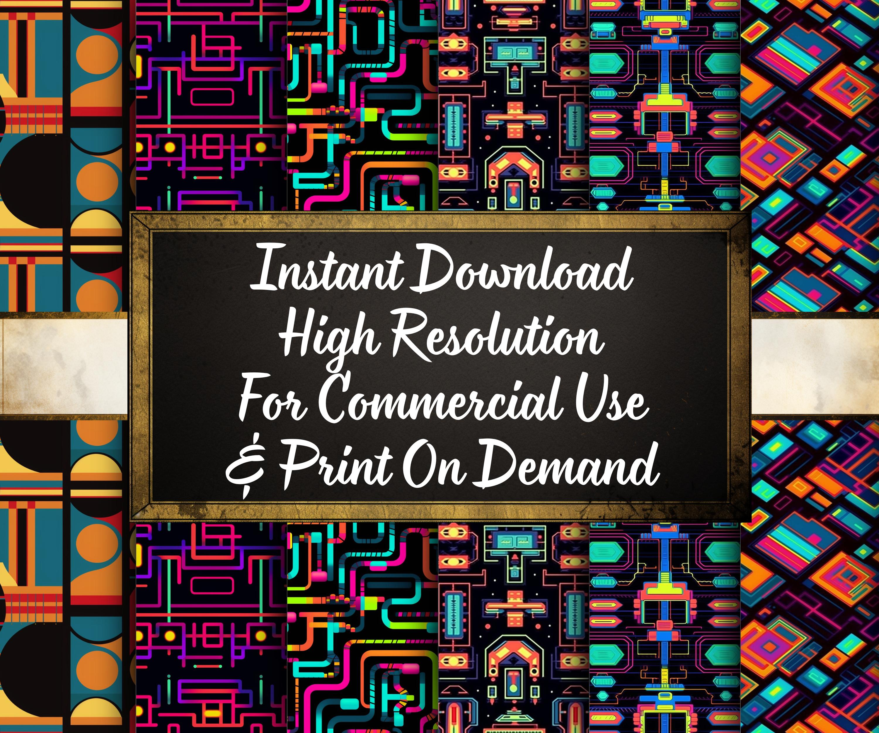 Retro Arcade Patterns, 20 Seamless Digital Papers, Classic Arcade ...