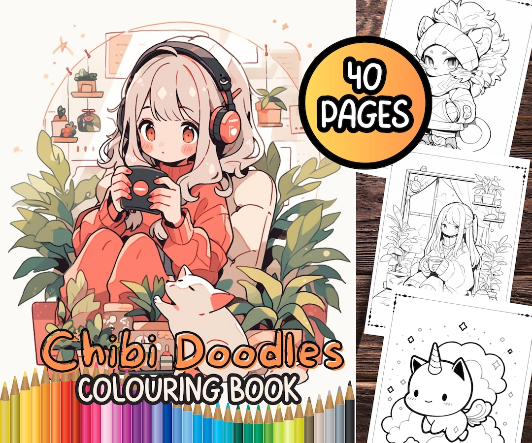 Chibi Doodles Colouring Book, 40 Cute Chibi Doodles Colouring Pages ...