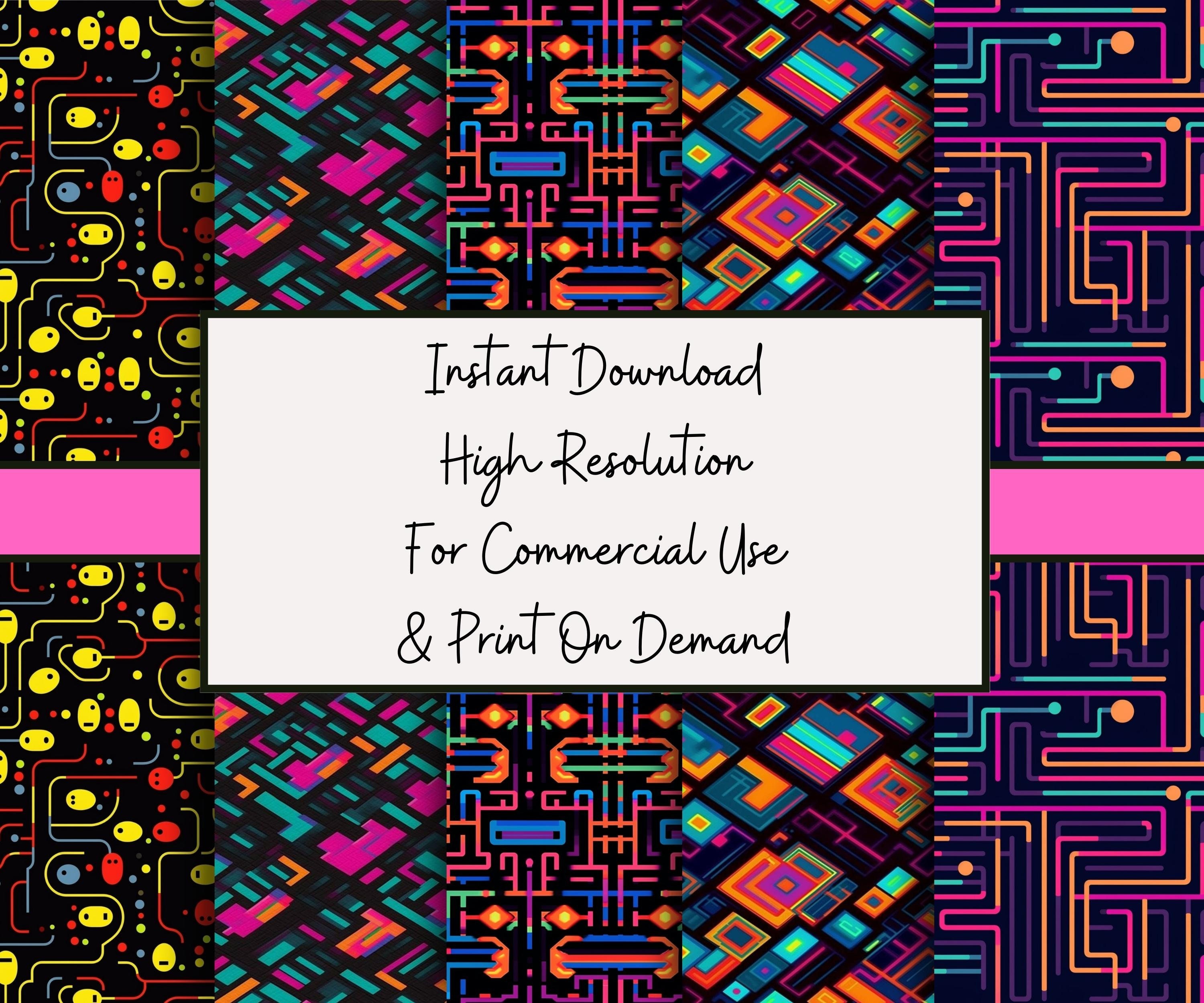 Retro Arcade Patterns, 20 Seamless Digital Papers, Classic Arcade ...