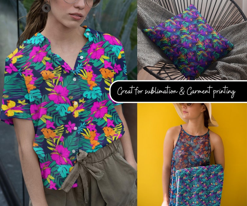 Hawaiian Shirt Seamless Patterns, 20 Digital Papers of Vibrant Tropical ...