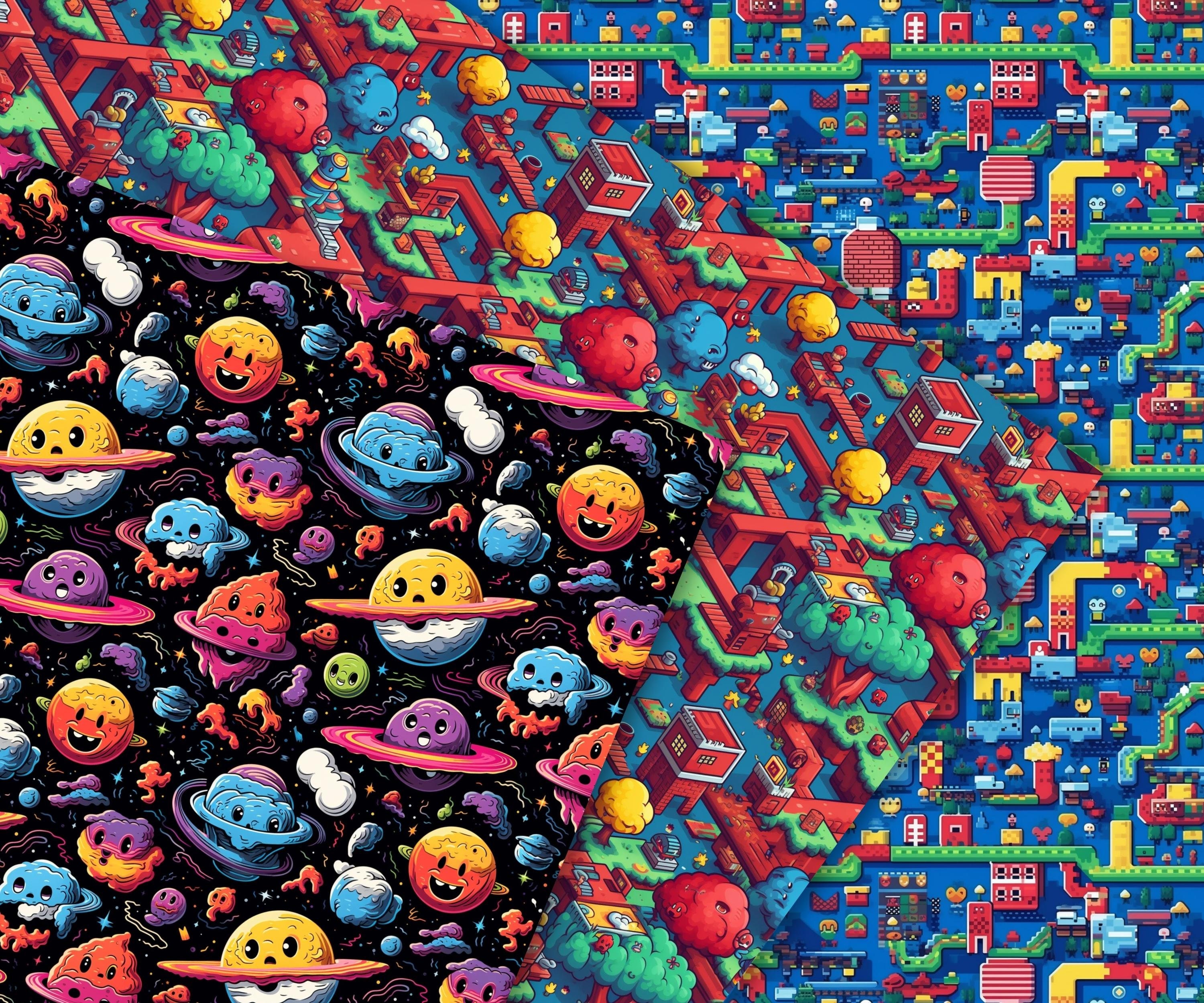 Game Room Patterns, 20 Videogame Themed Seamless Digital Papers ...