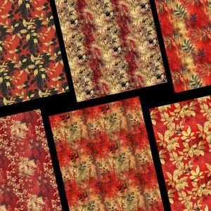 Red and Gold Botanical Seamless Patterns, 20 Botanical Digital Papers ...