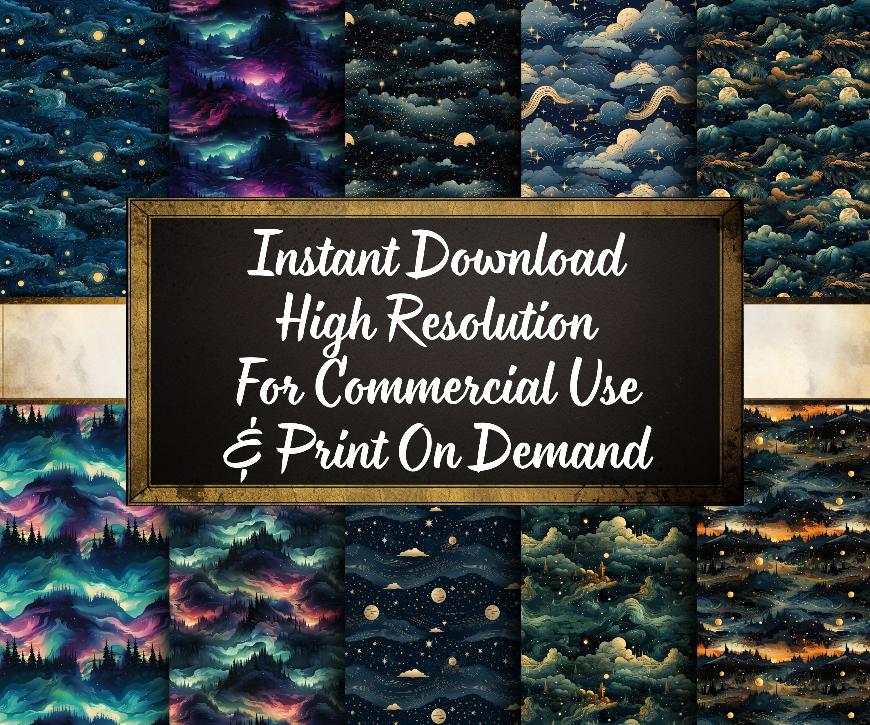 Celestial Dream Patterns, 20 Cosmic Sky Seamless Digital Papers, Instant Download, Personal ...