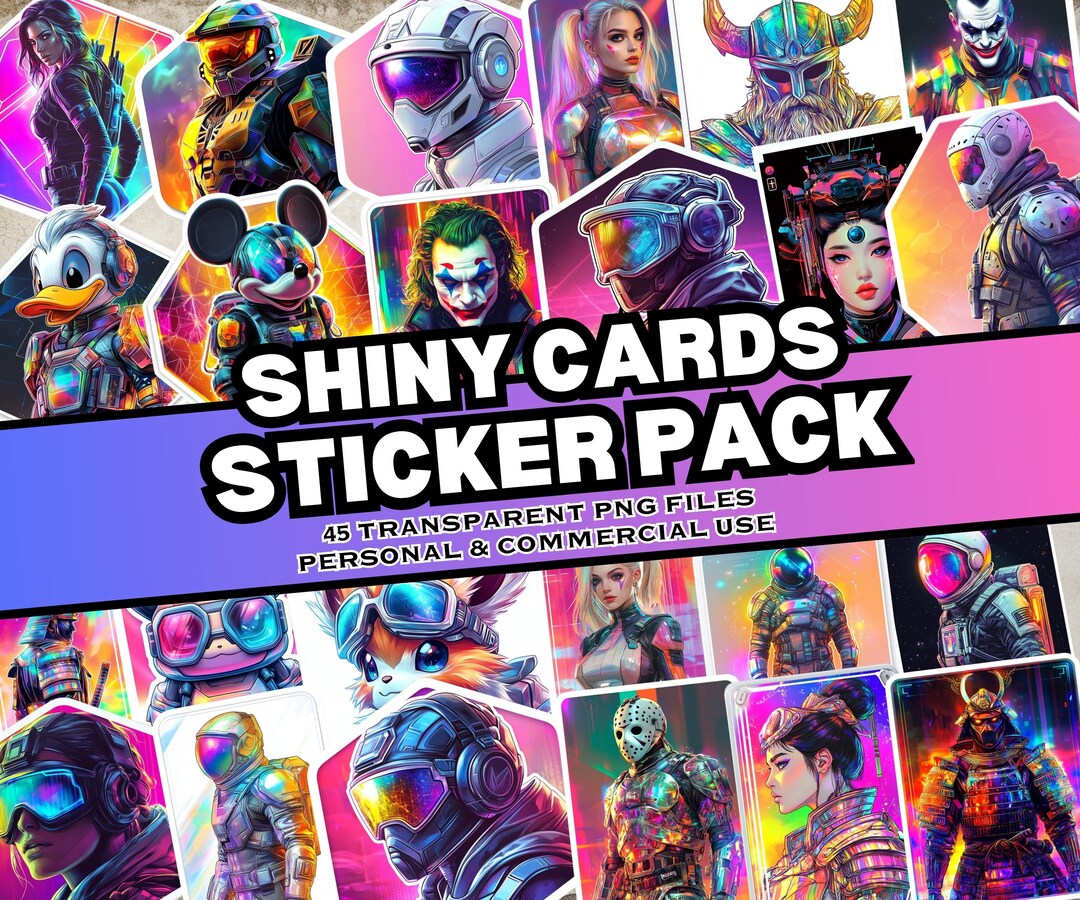 Shiny Card Sticker Pack, 45 Gamer Stickers, Shiny Stickers, Fantasy ...