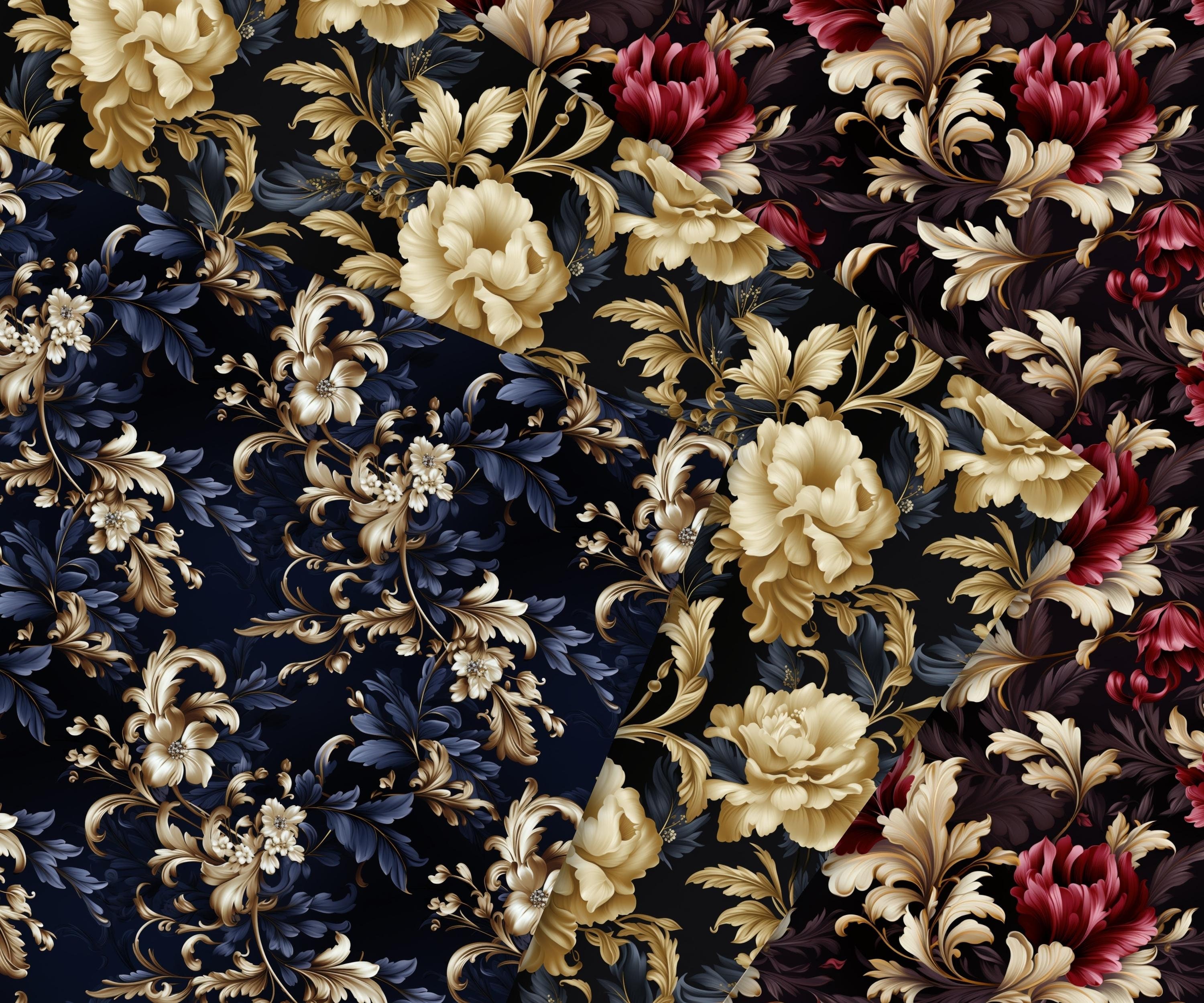 Baroque Patterns, 20 Seamless Digital Papers of Baroque Floral Patterns ...