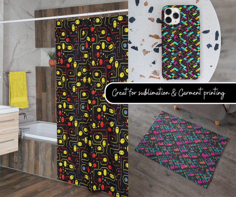 Retro Arcade Patterns, 20 Seamless Digital Papers, Classic Arcade ...