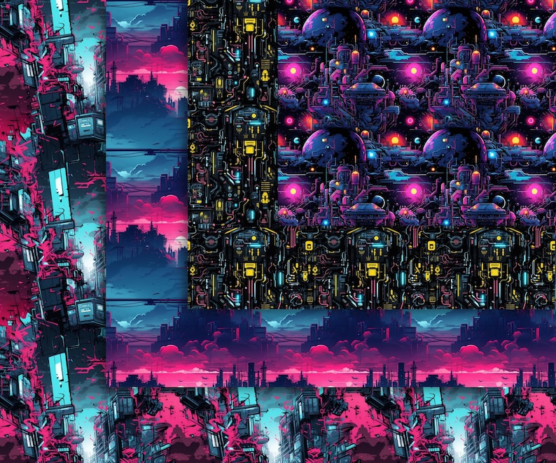 Cyberpunk Patterns 20 Cyberpunk Seamless Digital Papers - Etsy