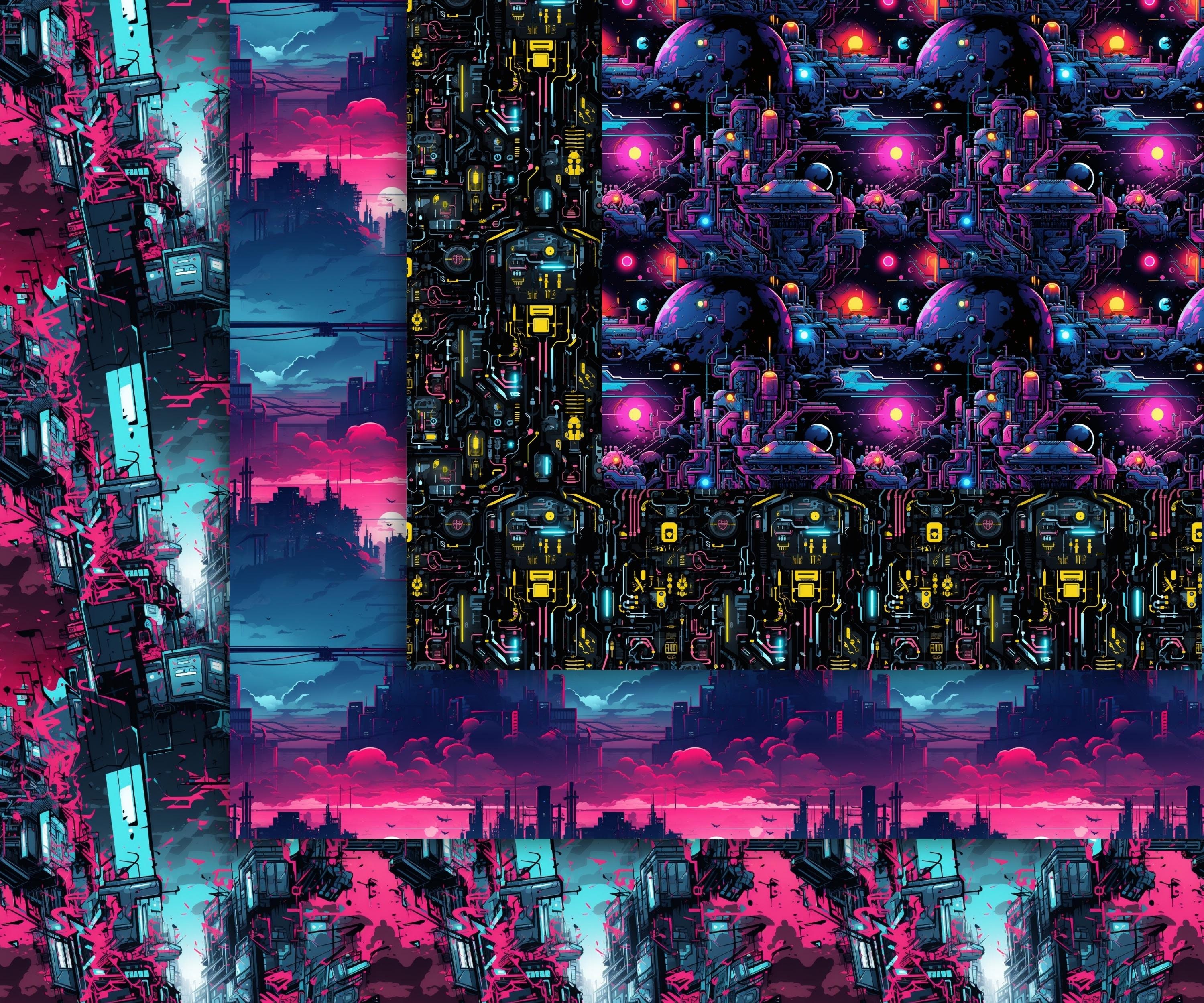 Cyberpunk Patterns 20 Cyberpunk Seamless Digital Papers - Etsy Australia