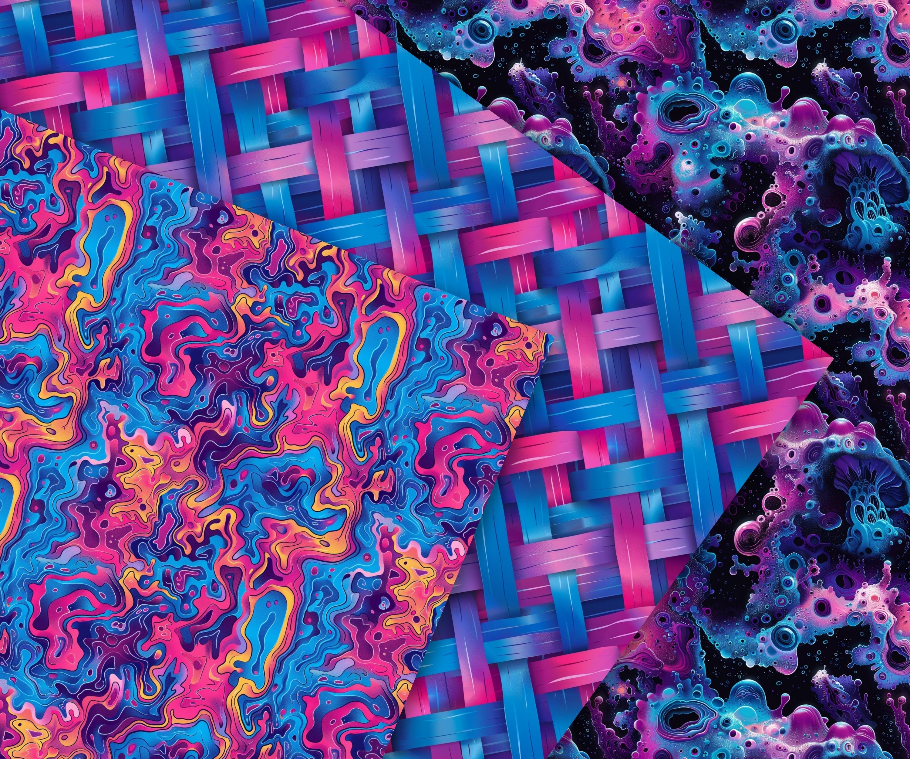 Magenta and Cyan Seamless Patterns, 30 Vibrant Digital Papers, Magenta ...