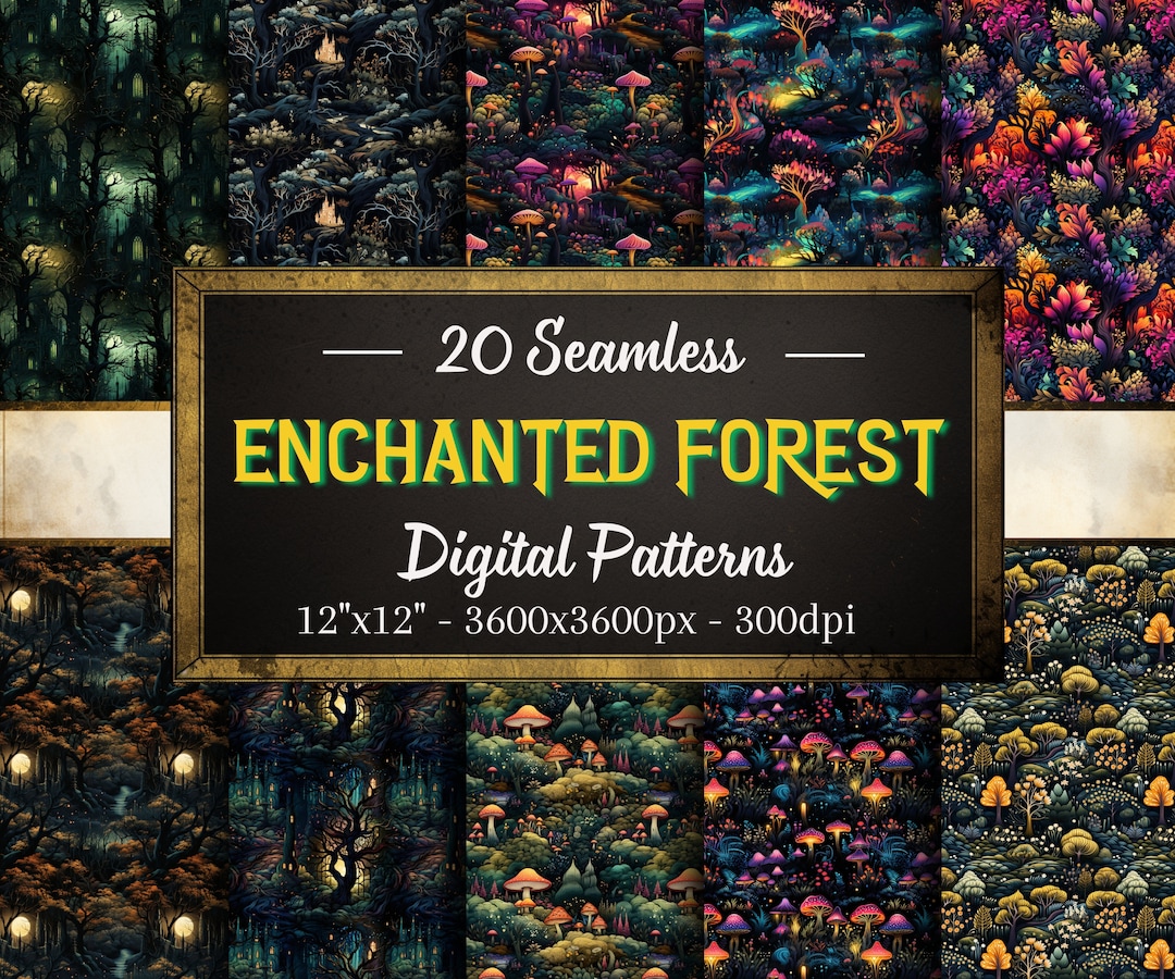 Enchanted Forest Patterns, 20 Fantasy Seamless Digital Papers, Instant ...