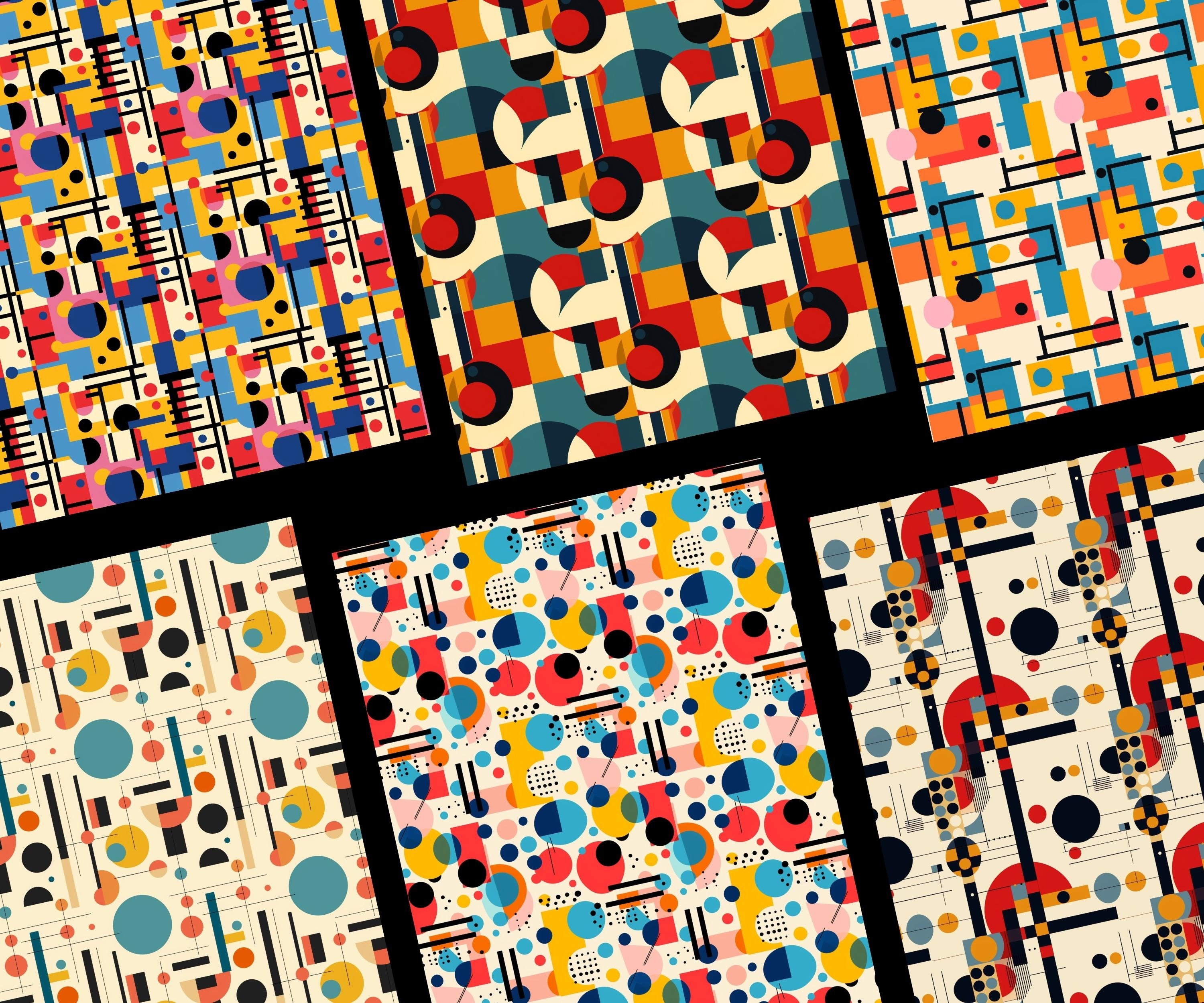 Bauhaus Patterns, 22 Retro Bauhaus Seamless Digital Papers, Instant ...