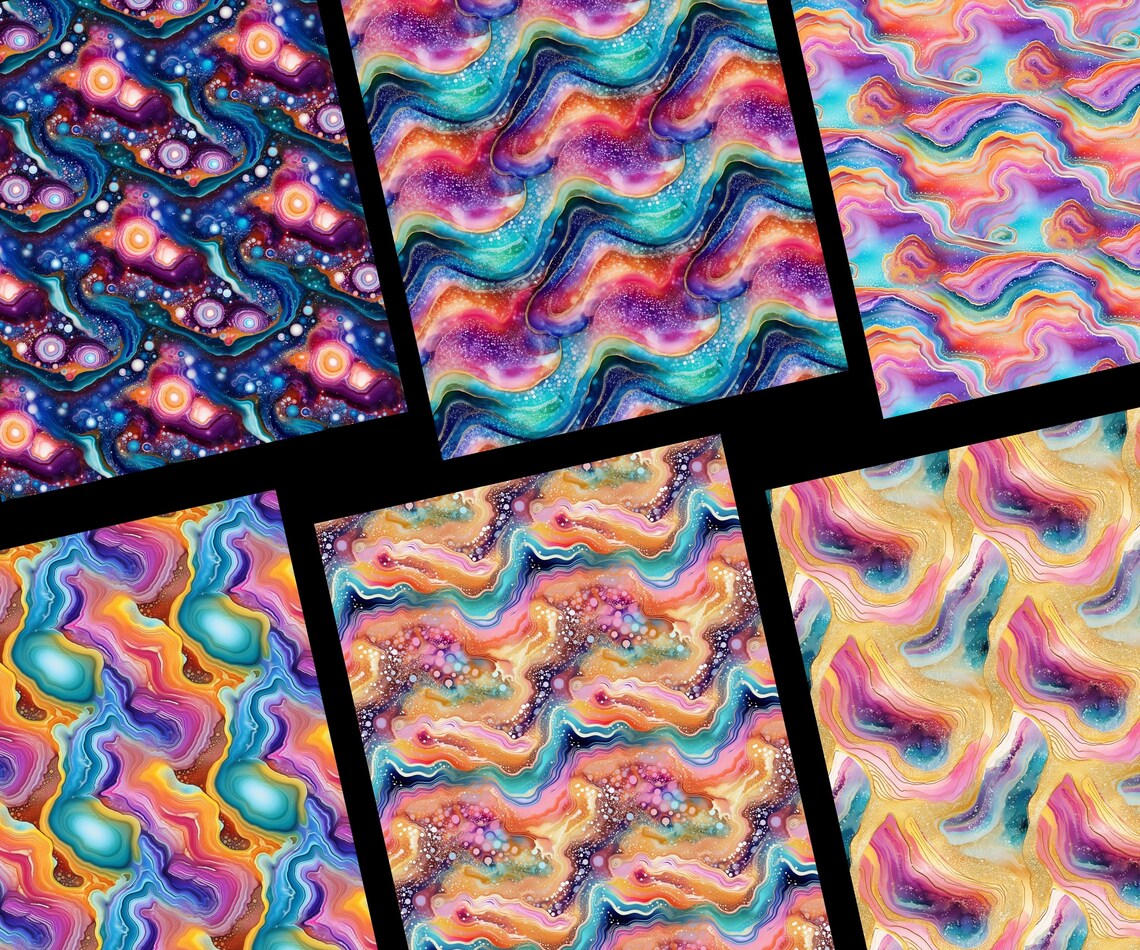 Rainbow Glitter Agate Seamless Patterns, 16 Glitter Agate Digital ...