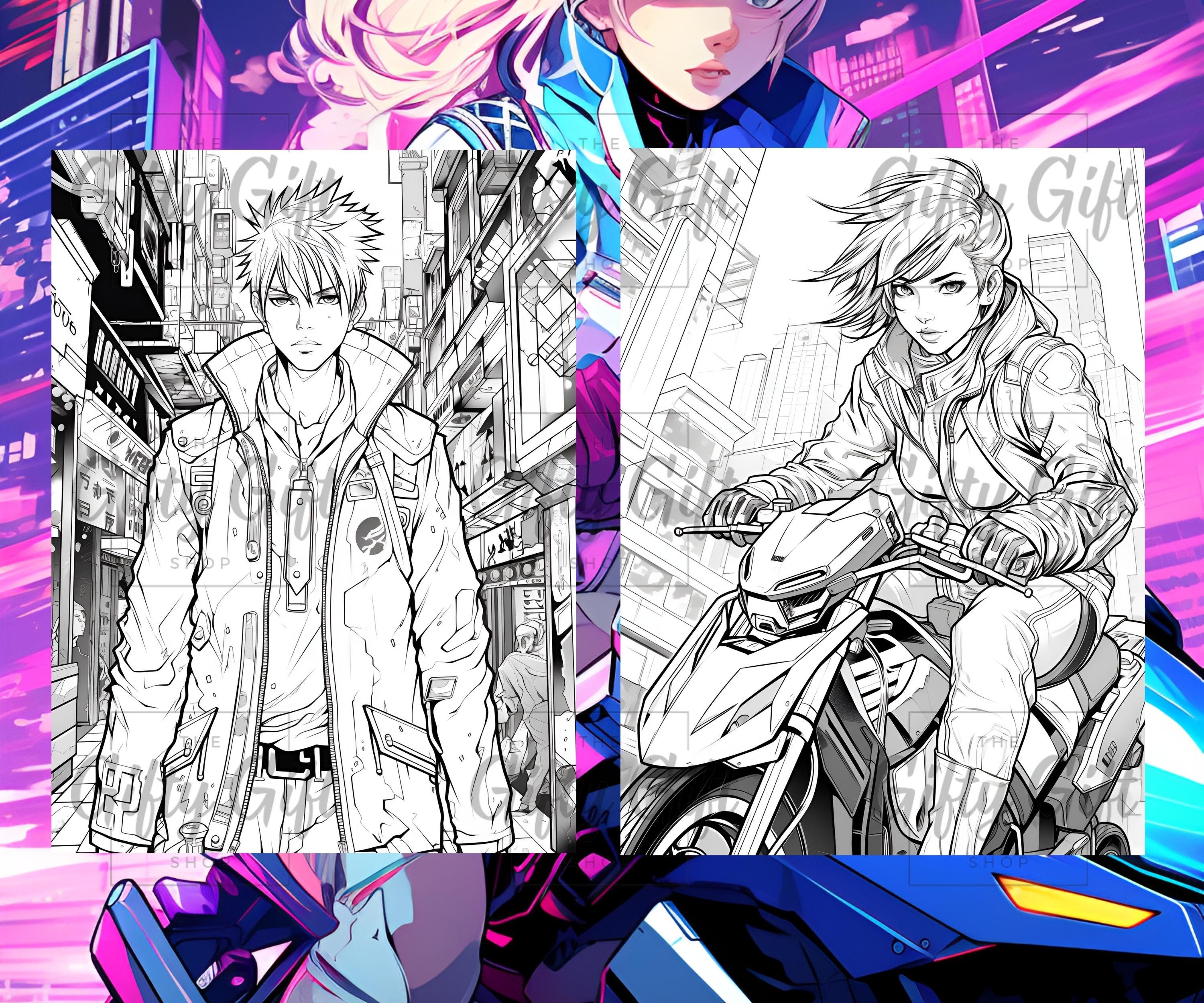 Cyberpunk Colouring Book, 40 Printable Colouring Pages for Adults and ...