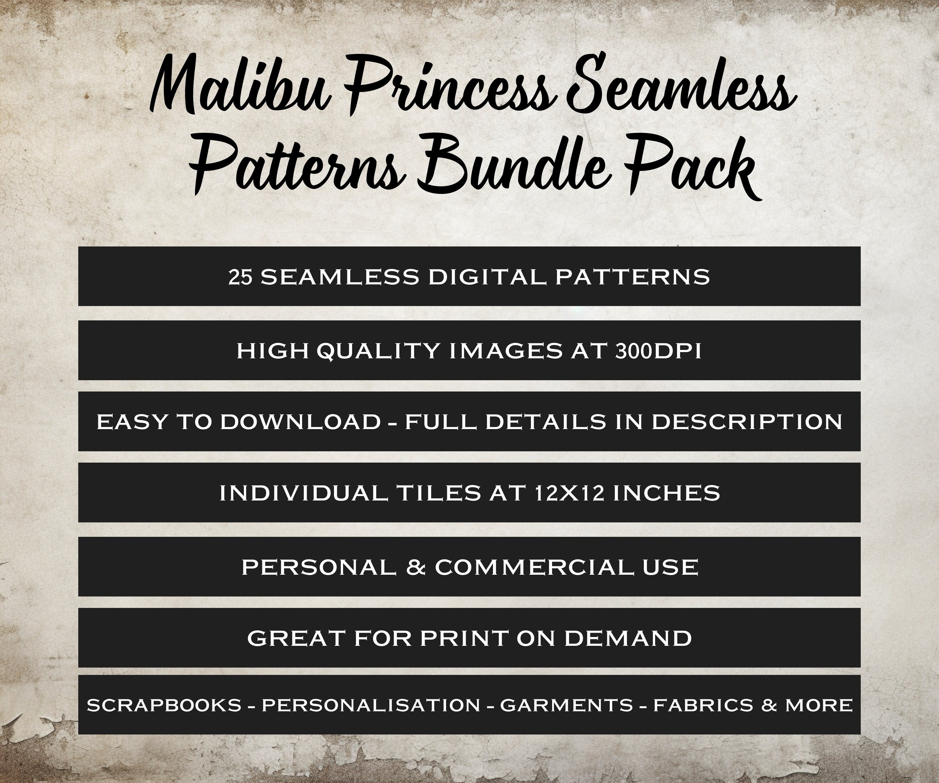 Malibu Princess Patterns, 25 Barbie Inspired Seamless Digital Papers ...