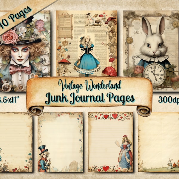 Alice in Wonderland Junk Journal Kit - Etsy