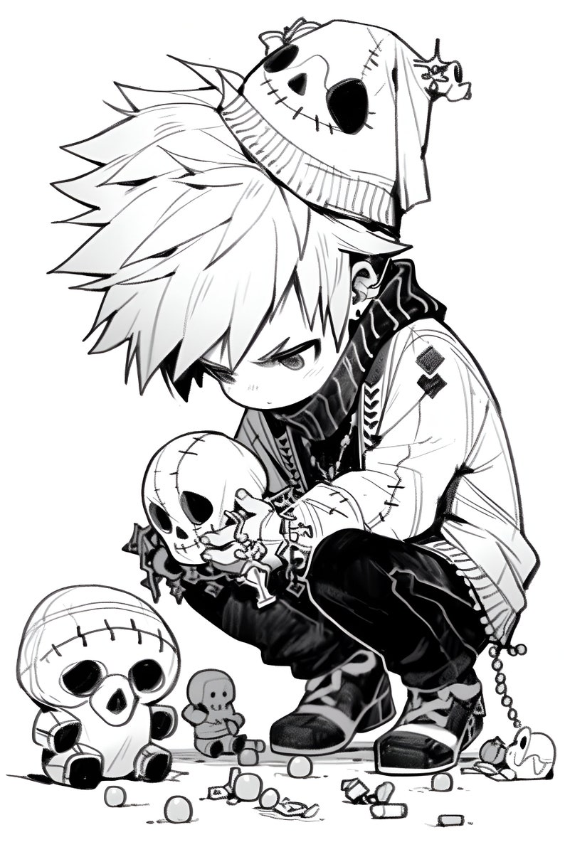 Gothic Chibi Colouring Book, 30 Creepy Chibi & Kawaii Colouring Pages ...