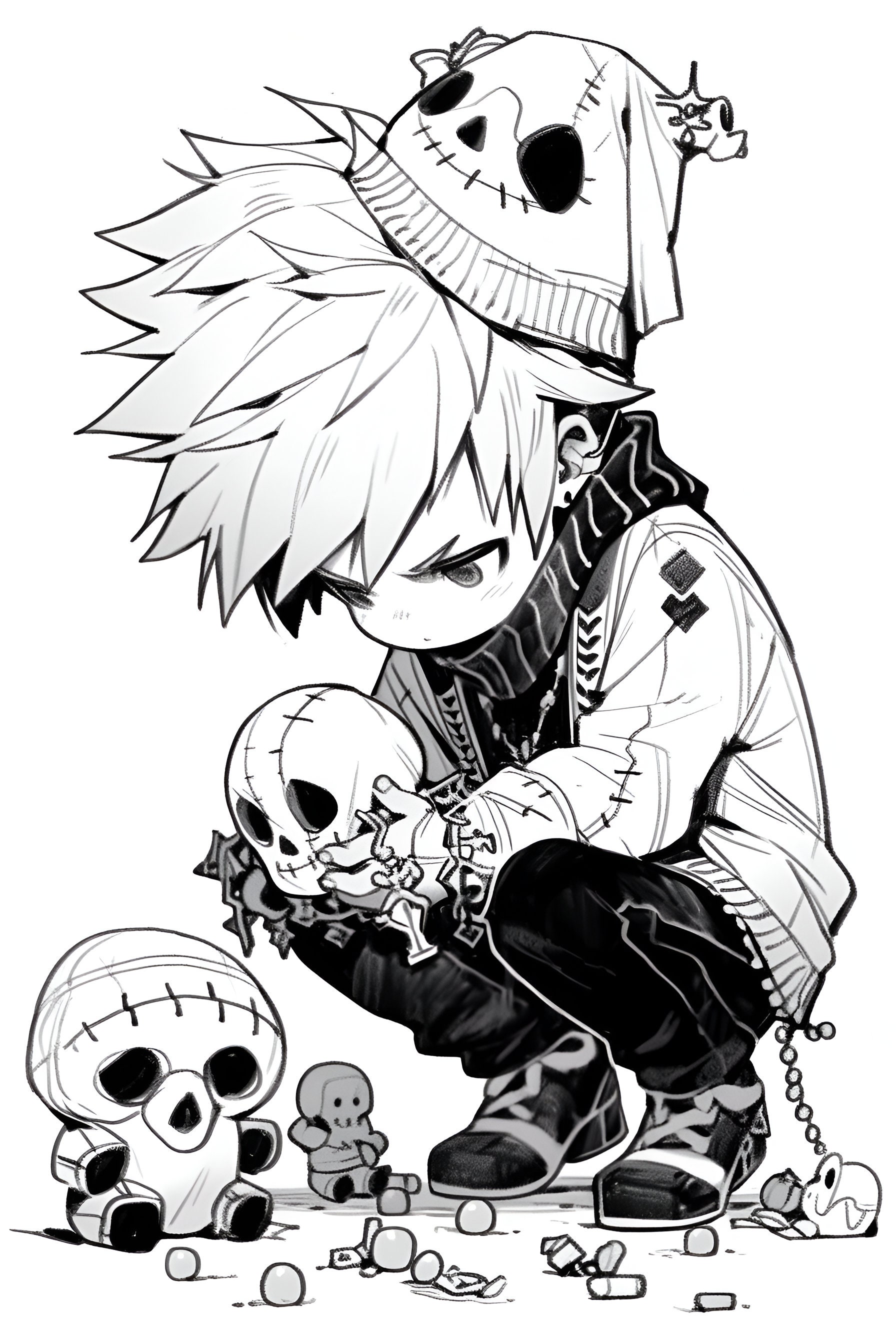 Gothic Chibi Colouring Pages 30 Creepy Chibi Kawaii and Anime - Etsy