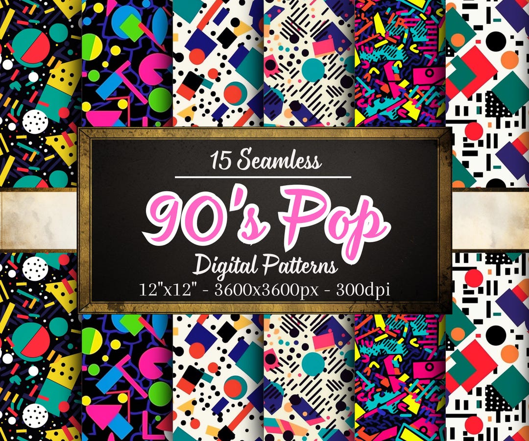 90's Patterns, 15 Seamless Digital Papers of Classic 90's Patterns for ...
