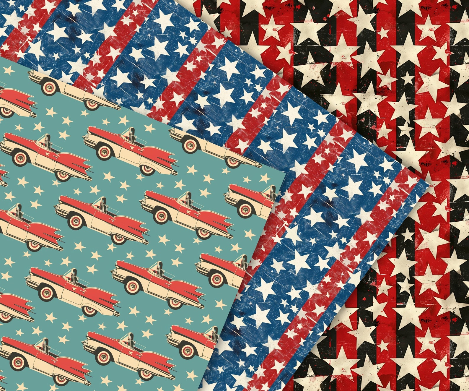 Rockabilly Seamless Patterns, 25 Rockabilly Digital Papers, Vintage ...