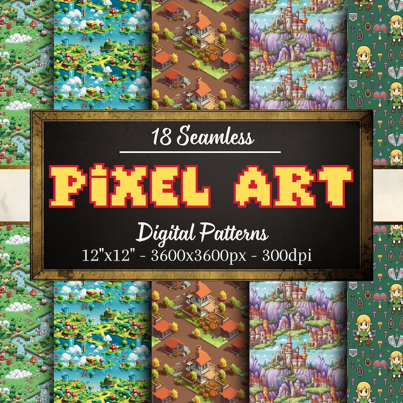 Pixel Art Papers - Etsy