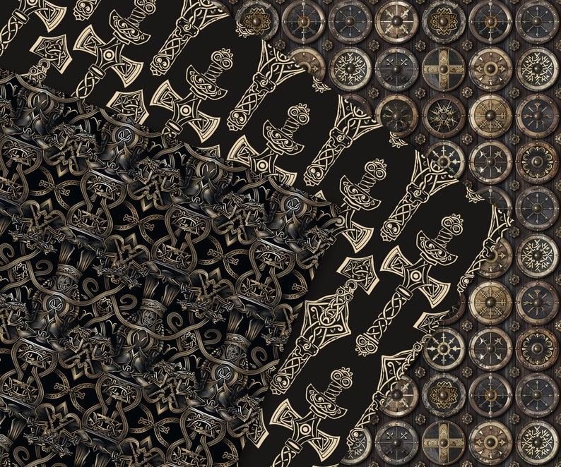 Viking Seamless Patterns, 25 Viking and Norse Digital Papers, Viking ...