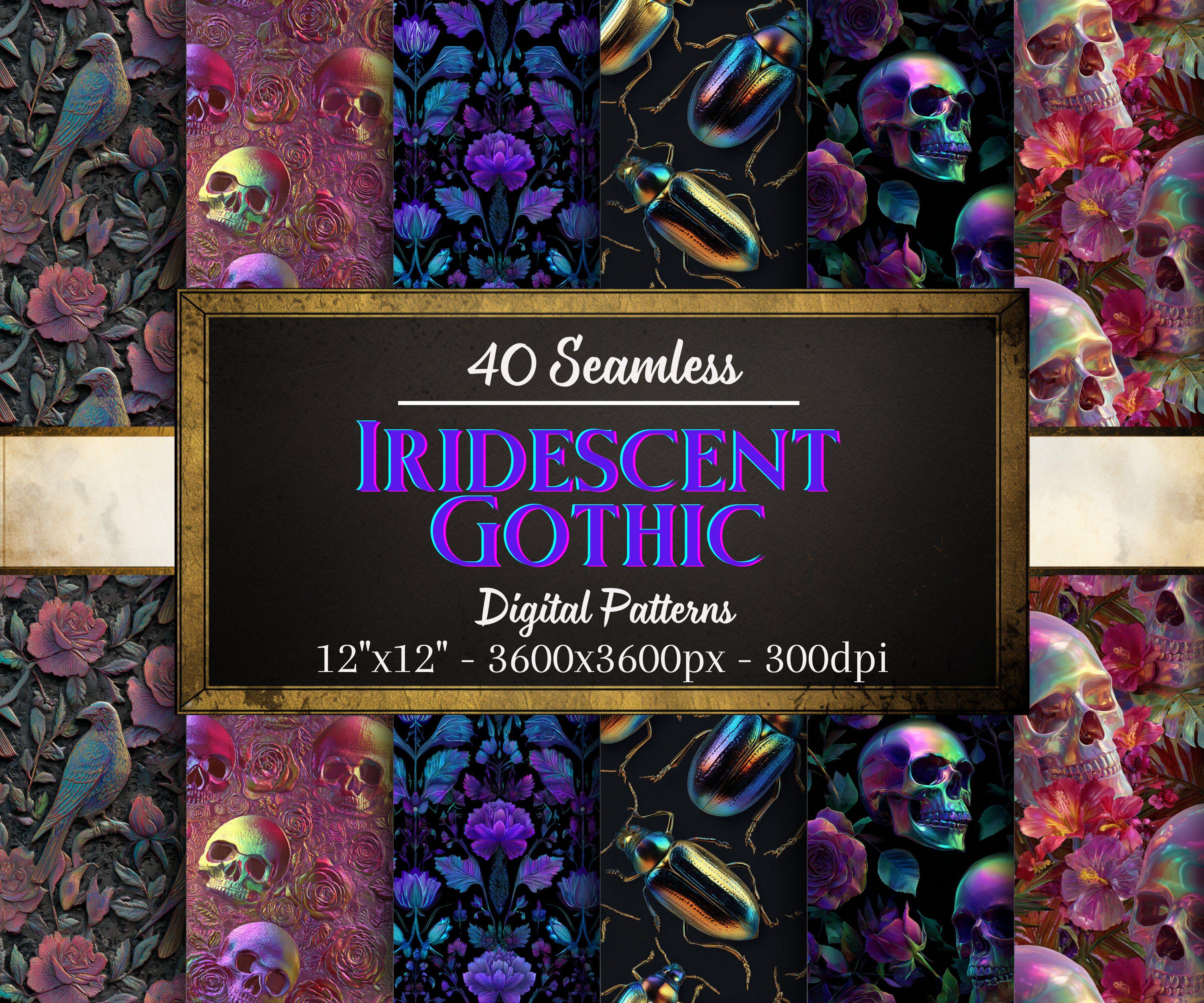 Iridescent Gothic Seamless Digital Papers – 40 Dark Luxe Backgrounds ...