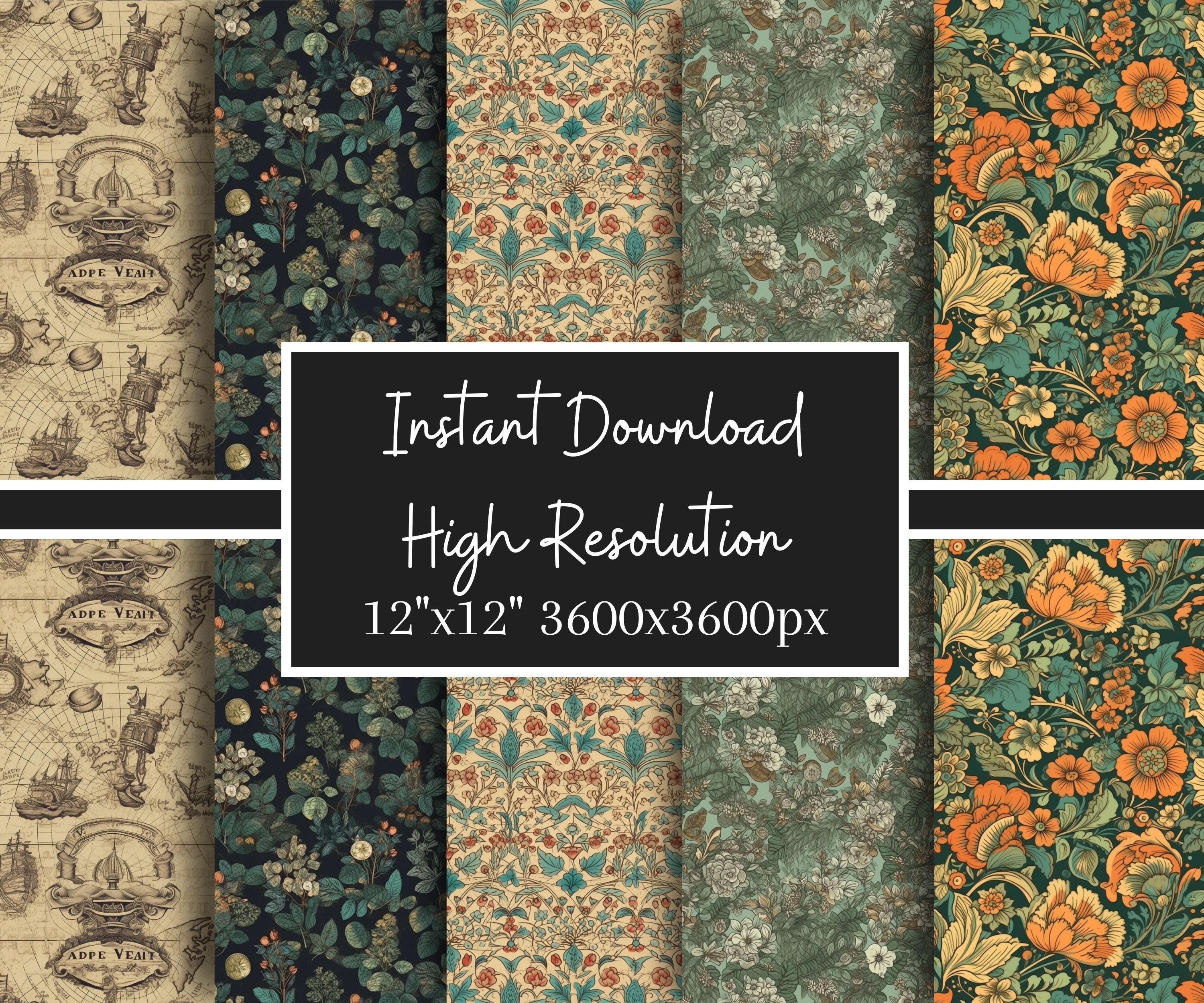 Vintage Digital Patterns, 20 Seamless Vintage Digital Papers for ...