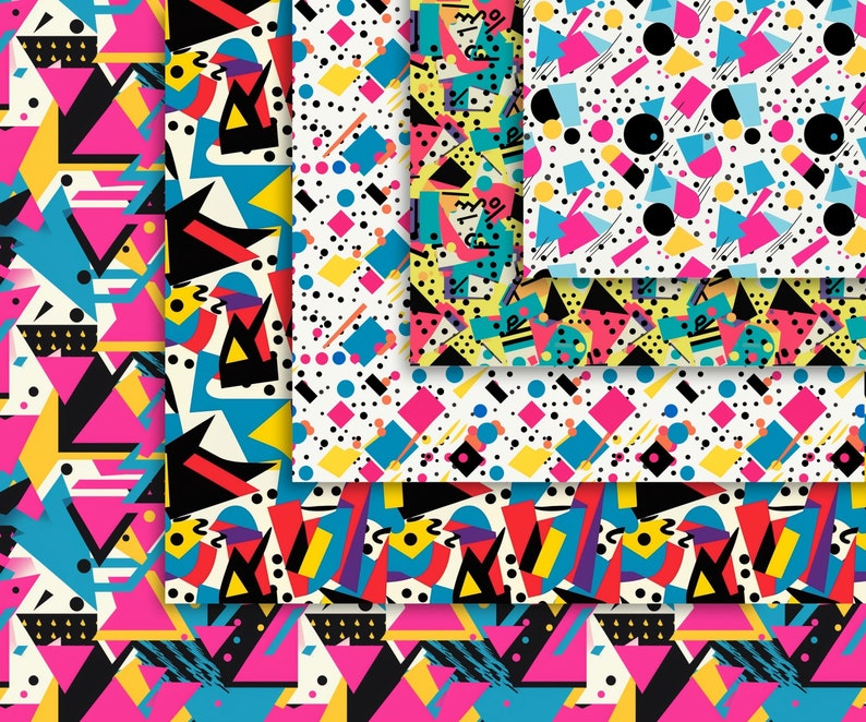Retro 80's Patterns 15 Seamless Digital Papers of - Etsy