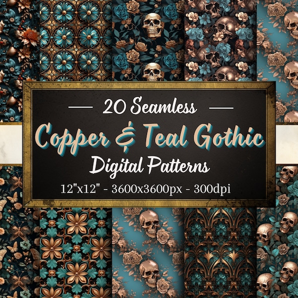 Teal and Copper Fabric - Etsy