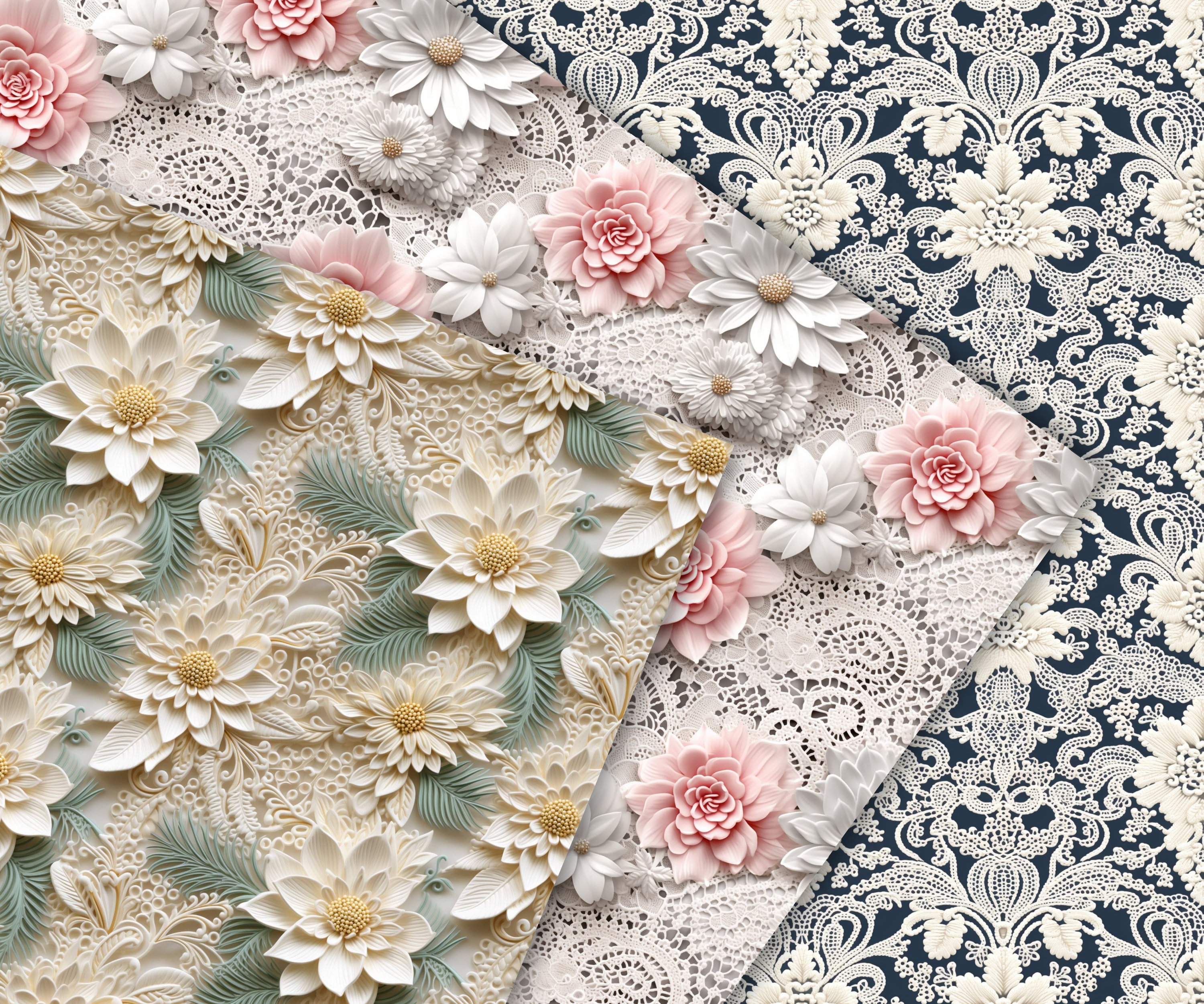 Delicate Lace Patterns, 20 Fabric Design Seamless Digital Papers ...