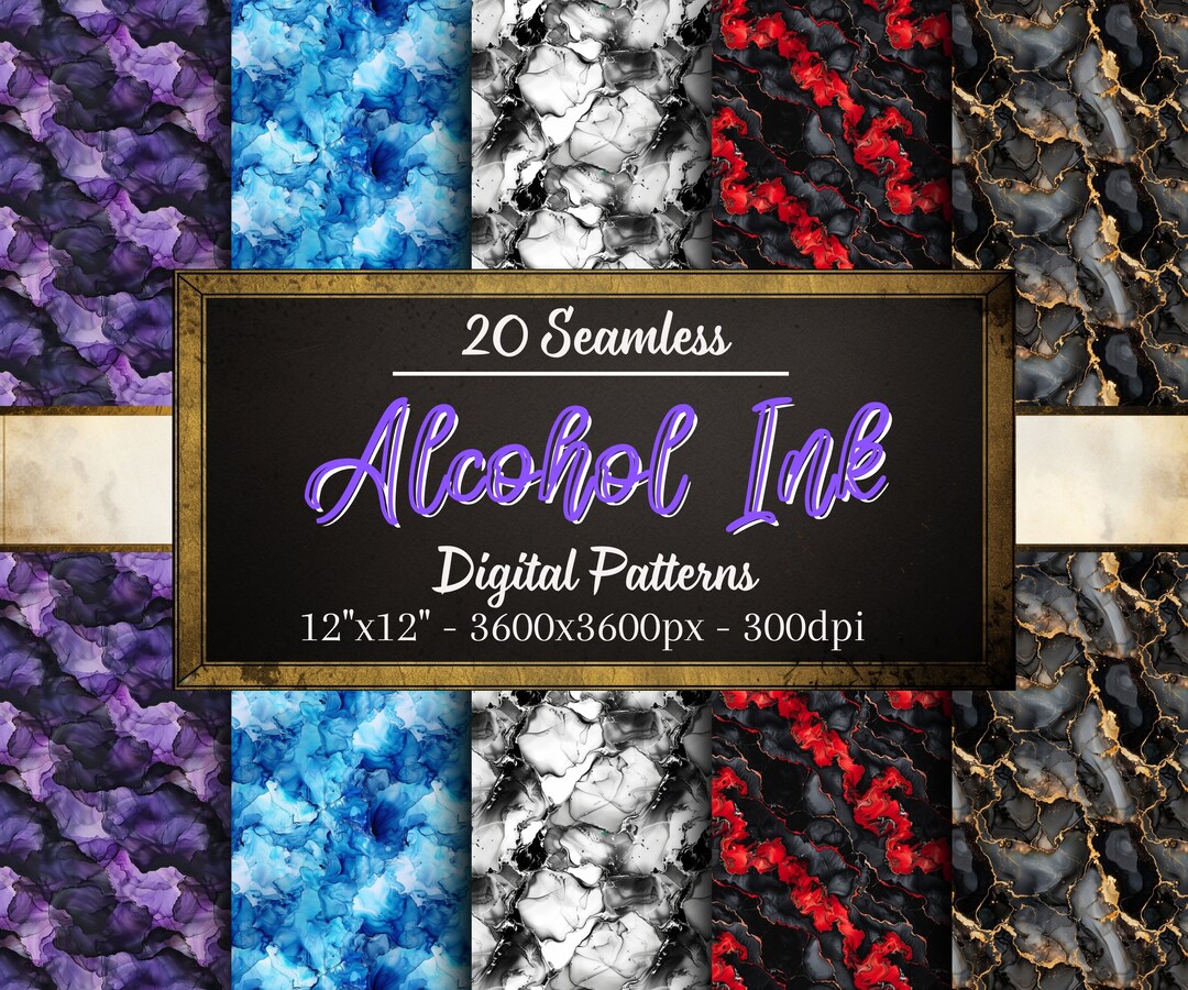 Alcohol Ink Patterns, 20 Alcohol Ink Seamless Digital Papers, Instant ...