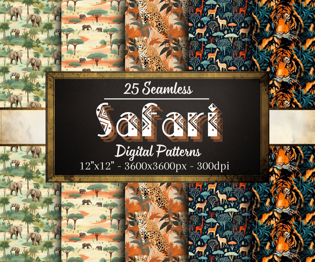 Safari Seamless Patterns, 25 Safari Themed Digital Papers, Instant ...