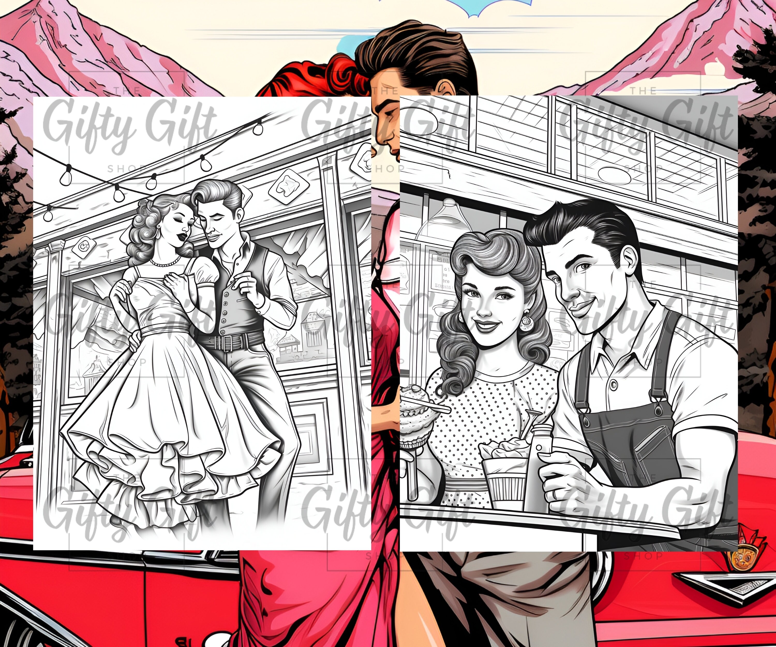 Rockabilly Colouring Book Volume 2, 40 Vintage Colouring Pages, Adults ...