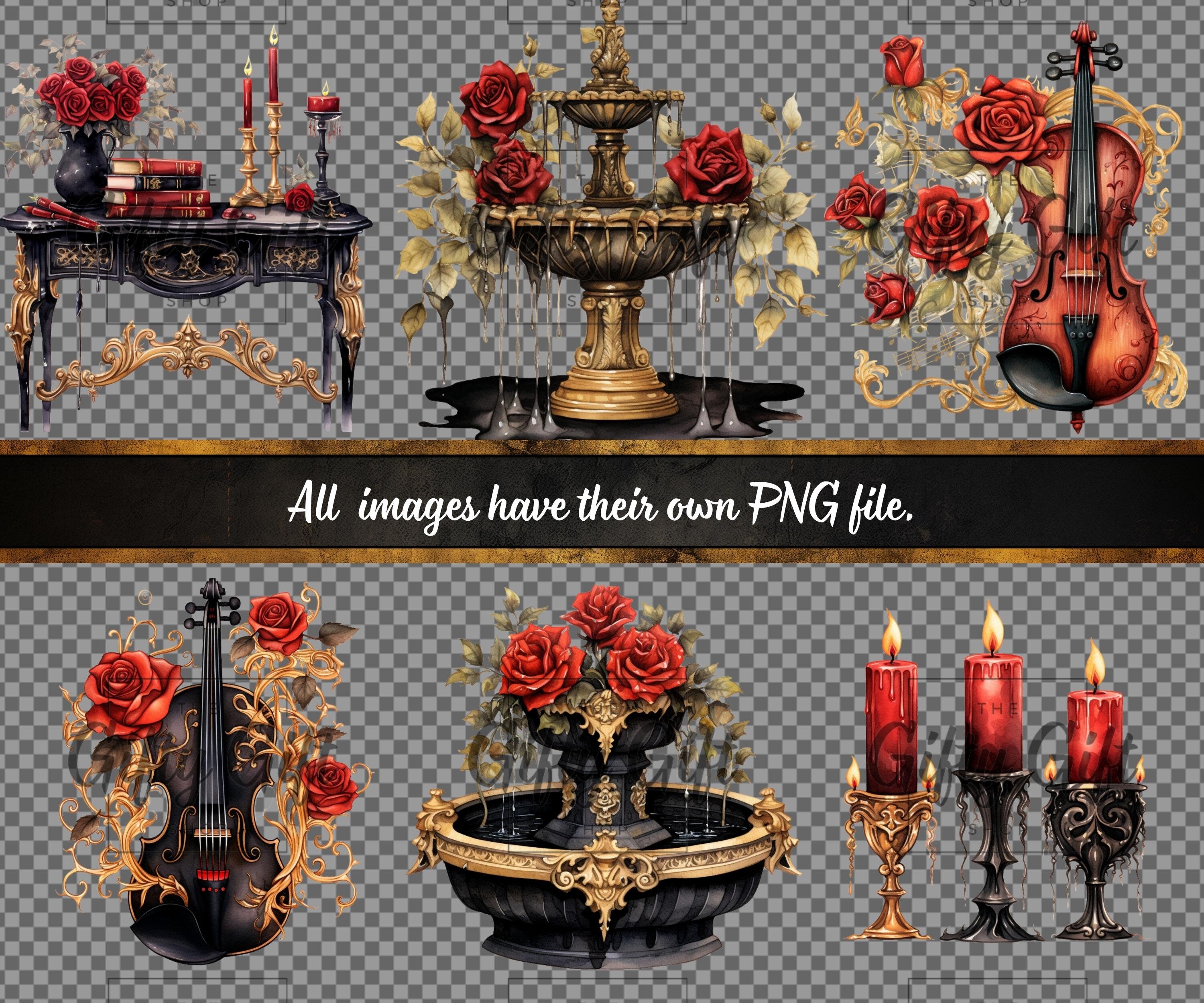 Watercolour Ornamental Gothic Clipart 30 Transparent PNG Files Instant ...