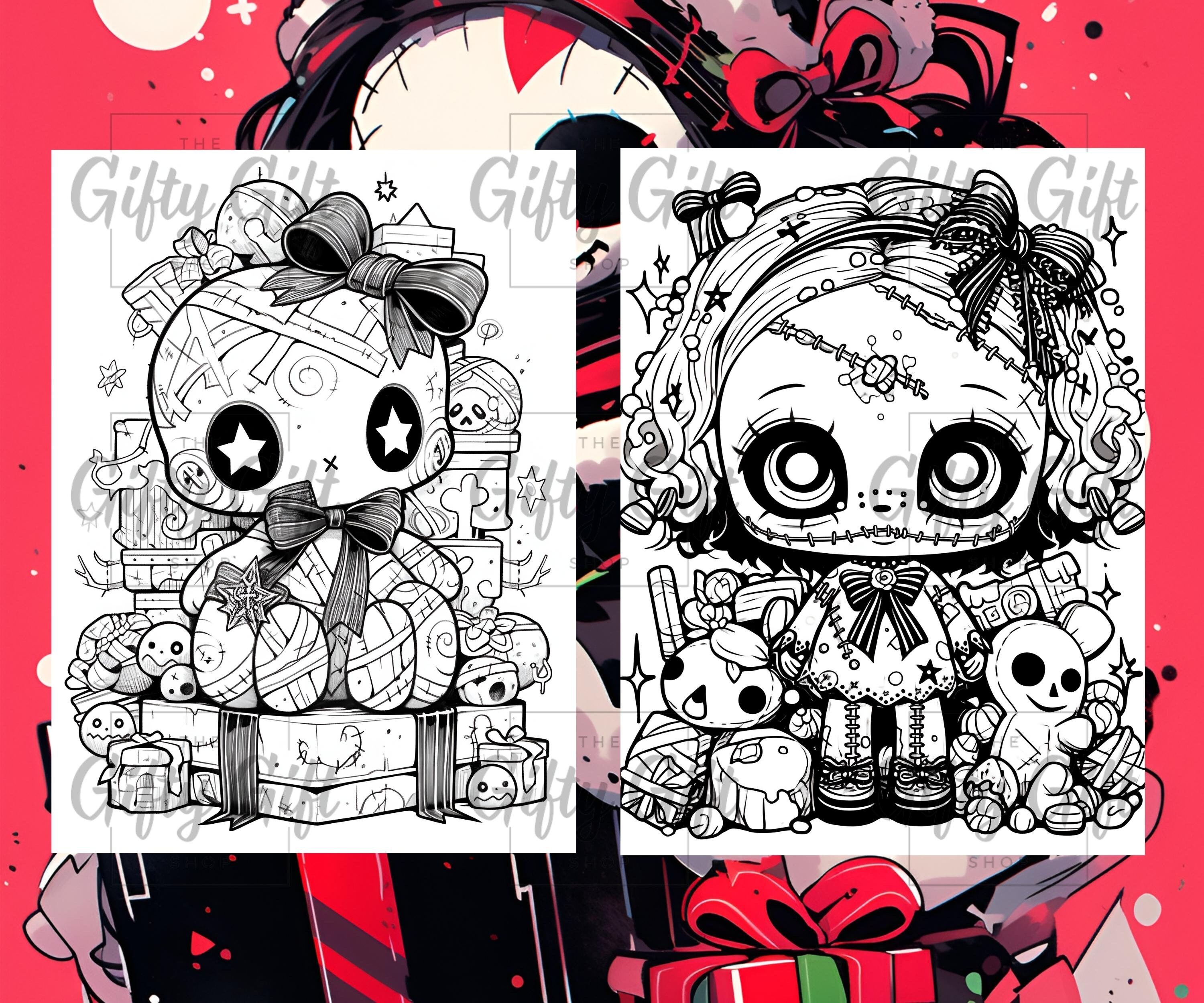 Creepy Kawaii Christmas Colouring Book, 40 Festive Colouring Pages ...