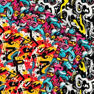Graffiti Seamless Patterns, 20 Urban Street Art Digital Papers ...
