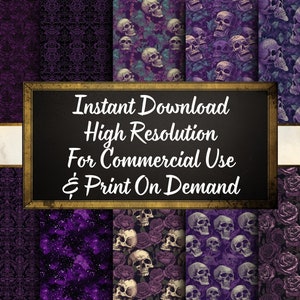 Purple and Black Gothic Seamless Patterns, 20 Gothic Digital Papers ...
