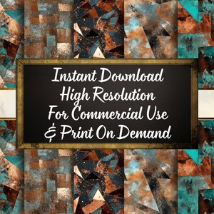 Copper and Teal Digital Paper, 20 Seamless Patterns Distressed Grunge ...